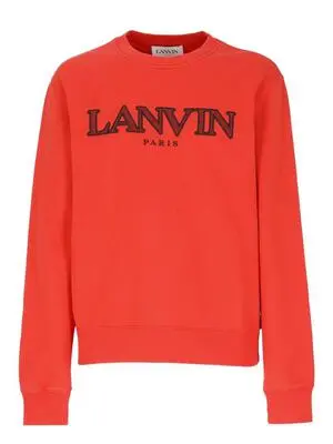 LANVIN Round-necked Sweater With Logo Detail - Red