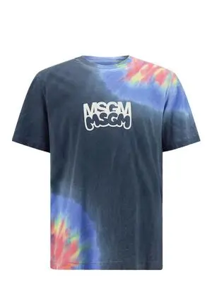 MSGM Tie-dyed Crewneck T-shirt - Blue