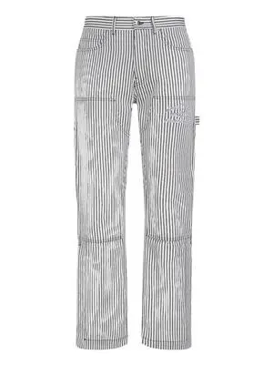 Amiri Logo Patch Straight-leg Striped Trousers - Gray