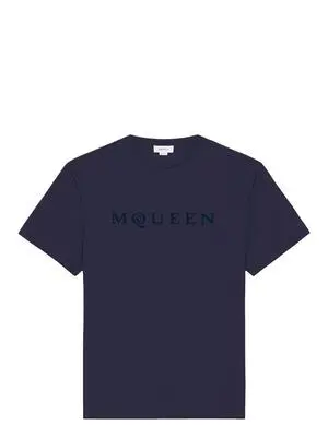 Alexander McQueen Flocked-logo Crewneck T-shirt - Blue