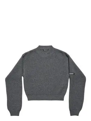Balenciaga Logo Patch Cropped Sweater - Grey