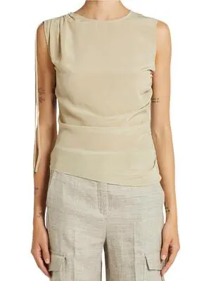 Marella Sleeveless Crew Neck Vest With Asymmetric Hem - Nude