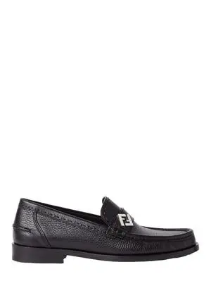 Fendi Selleria Loafers With Ff Motif - Black