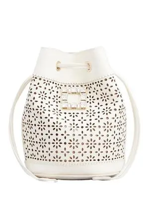 ROGER VIVIER Très Vivier Embellished Bucket Bag - Off White