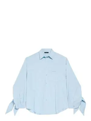 Balenciaga Striped Collared Long-sleeve Shirt - Sky Blue And White