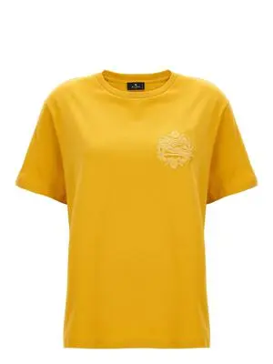 Etro Pegaso Embroidered Cotton T-shirt - Yellow