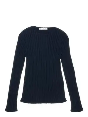 Acne Studios Ribbed Knit Jumper With Round Neck - Navy Blue