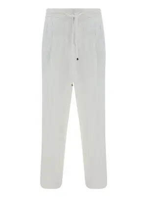 Brunello Cucinelli Drawstring Elastic Waist Pants - White