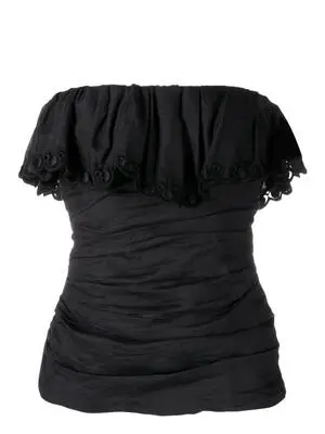 ISABEL MARANT ÉTOILE Isabel Marant Off-Shoulder Ruched Top With Fan-Shaped Hem