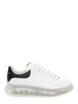Alexander McQueen Oversized Low-top Sneakers In Smooth Leather With Transparent Sole - White
