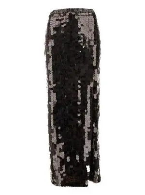P.a.r.o.s.h Embellished Sequined Skirt - Black