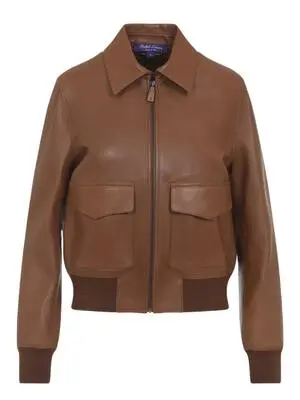 Ralph Lauren Sullivan Leather Bomber Jacket - Brown