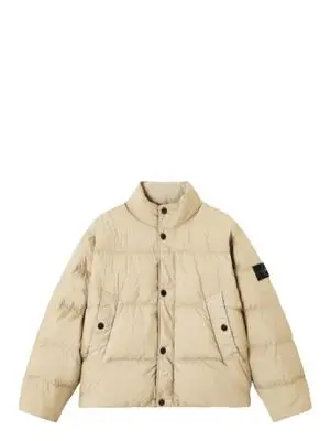Stone Island Logo Patch High Neck Puffer Jacket - Desert