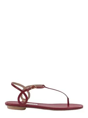 AQUAZZURA Buckle Detail Open Toe Flat Sandals - Red