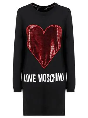 Moschino Sequin Heart Logo Dress - Black