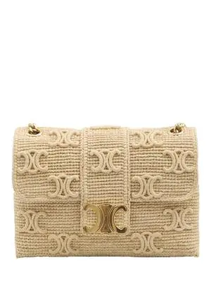 CELINE Celine Medium Victoire Bag In Raffia With Triomphe Embroidery