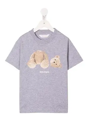 Palm Angels Bear Print Cotton T-shirt - Gray