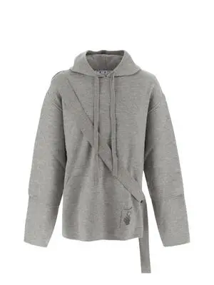 Off-White Logo Patch Drawstring Hoodie - Gray