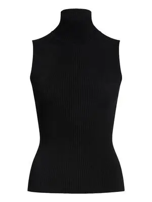 Khaite High Neck Sleeveless Knit Top - Black