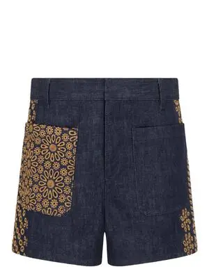 Dior Saint-gall Embroidered Denim Shorts - Black