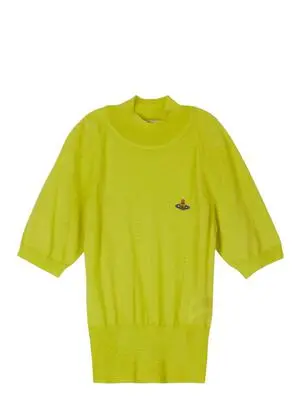 VIVIENNE WESTWOOD Orb Embroidered Short-sleeved Knitted Jumper - Yellow