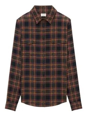 Saint Laurent Cassandre Checked Button-up Shirt - Black