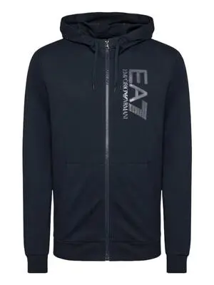 EA7 Logo Zip Hoodie - Black