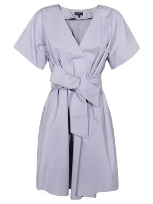 Emporio Armani V-neck Short Sleeve Dress - Gray