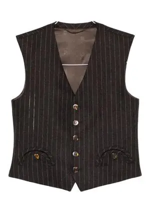 BLAZÉ MILANO Pinstripe Buttoned Waistcoat - Choco