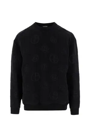 Giorgio Armani Embroidered Logo Crewneck Sweatshirt - Black