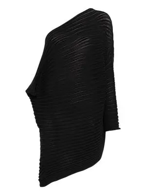 Issey Miyake Asymmetric Pleated Top - Black