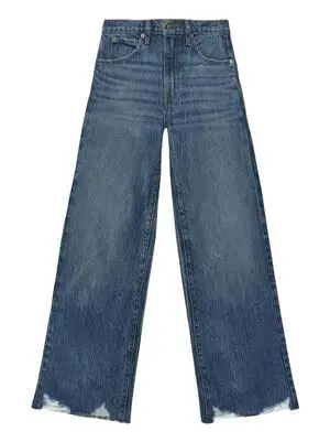 FRAME High Waist Wide Leg Jeans With Raw Edge Hem - Blue