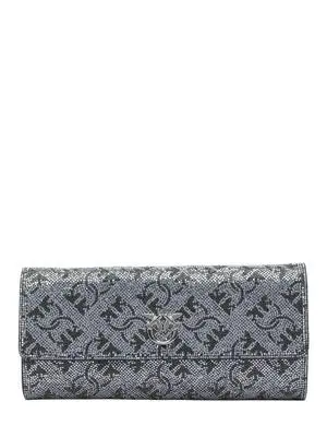 Pinko Logo Plaque Embellished Clutch Bag - Gray
