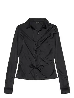 Balenciaga Collared Lace-up Shirt - Black