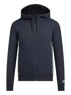 EA7 Logo Zip-up Hooded Jacket - Black