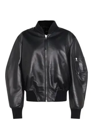 Attico The Zipped Bomber Jacket - Black