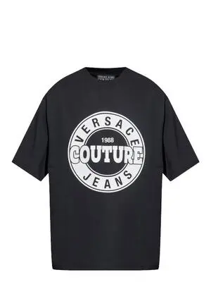 Versace Logo Printed Crewneck T-shirt - Black