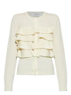 Comme Des Garçons Ruffled Cardigan - White