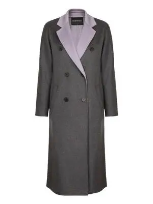 Emporio Armani Lapel Double-breasted Coat - Black
