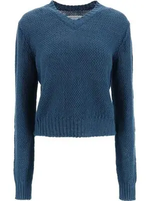 MAISON MARGIELA Maison Margiela V-Neck Sweater With Ribbed Details