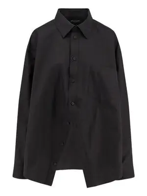 Balenciaga Balenciaga Long-Sleeved Shirt With Chest Pocket And Asymmetrical Hem Black