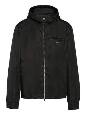 PRADA Prada Logo Plaque Zip-Up Hooded Jacket