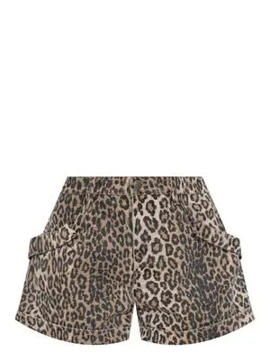 R13 R13 Leopard Printed Pouch Pocket Shorts Black