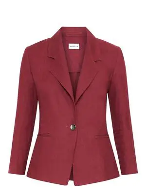 Marella Slim-fit Linen Blazer - Bordeaux Red