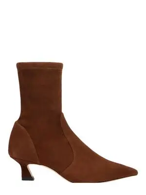 STUART WEITZMAN Pointed Toe Sculpted Heel Ankle Boots - Brown