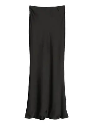 Norma Kamali Satin Fishtail Hem Maxi Skirt - Black