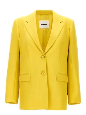 JIL SANDER Single-breasted Tailored Blazer - Yellow