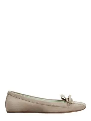 ROGER VIVIER Suede Virgule Ballerinas With Bow Detailing - Beige
