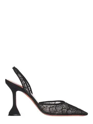 Amina Muaddi Floral Lace High-heeled Sandals - Black