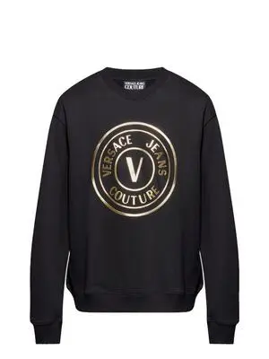 Versace Logo Printed Crewneck Sweatshirt - Black